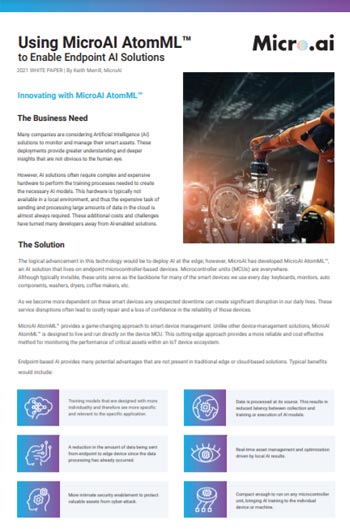 Using MicroAI™ AtomML™ to Enable Endpoint AI Solutions